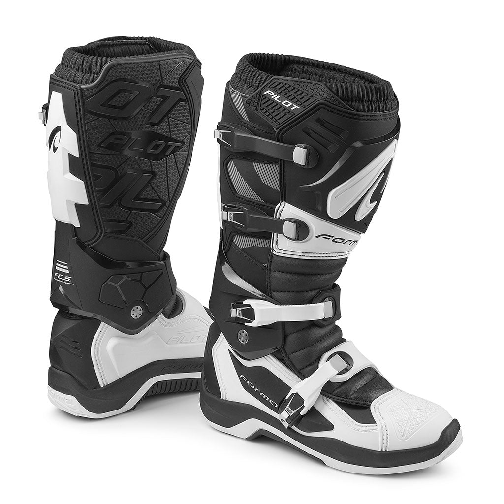 motocross boots Forma Pilot latest offroad boots in black white ...